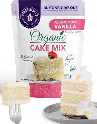 APRON HEROES - Organic Cake Mix, Vanilla, No Artificial Flavors, Homemade Taste, Delicious, Organic, & Natural Ingredients, Baking Mix, Cupcake Mix and, Cake Mix, Organic Food, ADVENTUROUS VANILLA - Pack of 1