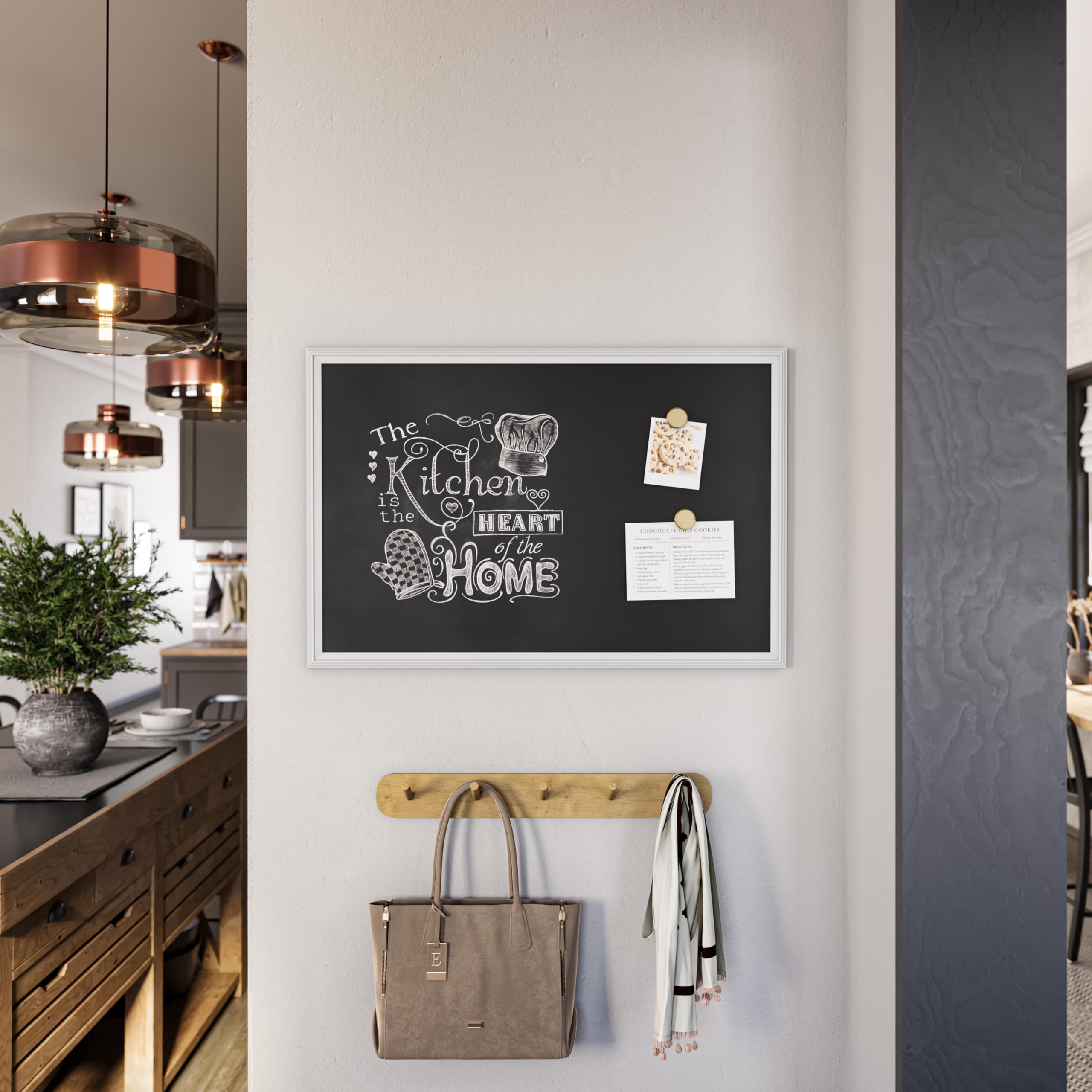 U Brands Magnetic Chalkboard, 30 X 20 Inches, White Décor Frame
