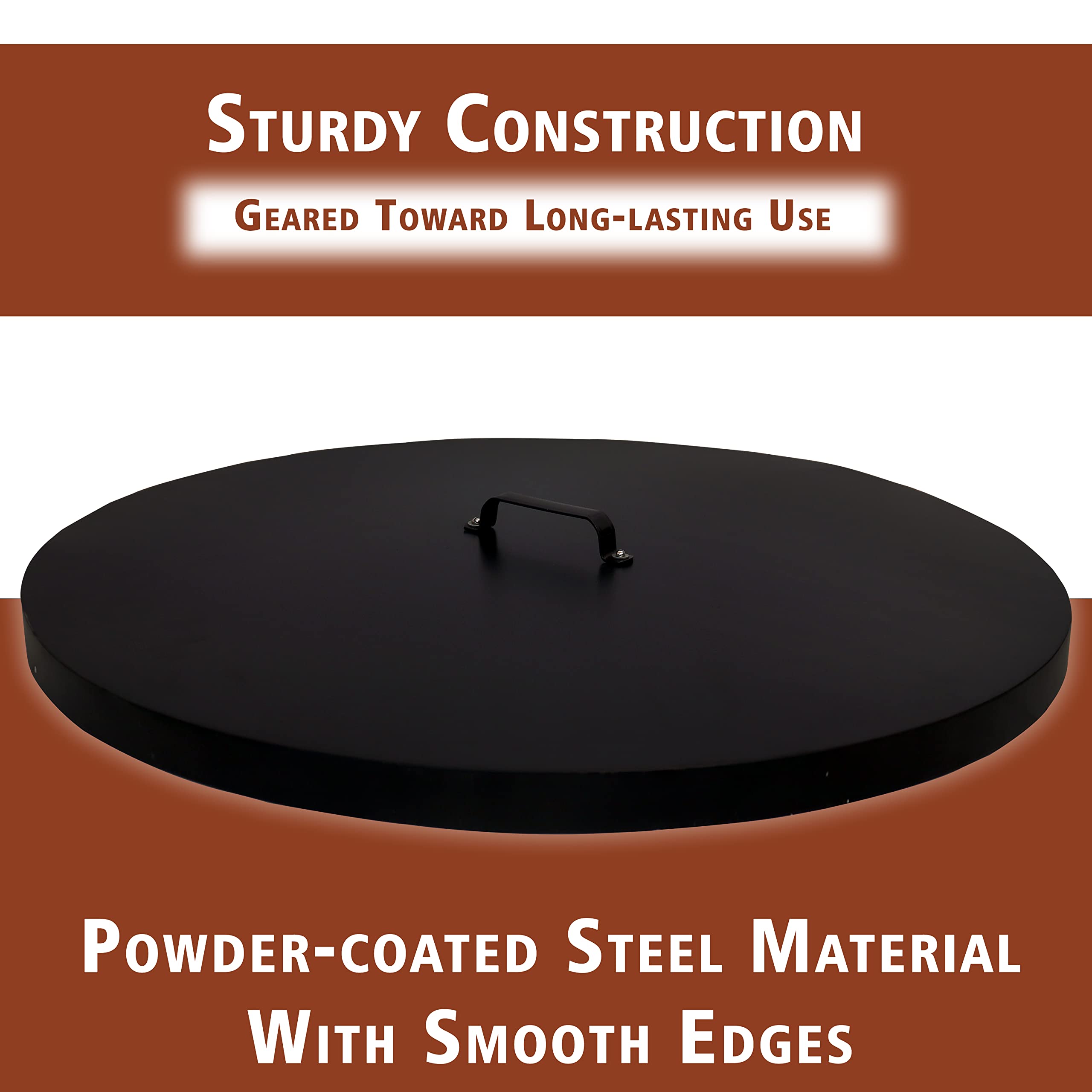 SIMOND STORE - Fire Pit Lid Round - Fire Pit Snuffer Lid 22 inch Diameter, Drop-in Burner Fire Pit Pan Lid- 1.5 mm Thickness- Grill Fire Ring Lid with Handle