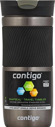 Contigo Snapseal Byron Vacuum-Insulated Stainless Steel Travel Mug, 16 Oz, Gunmetal