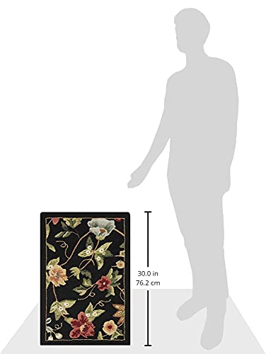 SAFAVIEH Chelsea Collection 1'8" x 2'6" Black HK311A Hand-Hooked French Country Wool Accent Rug