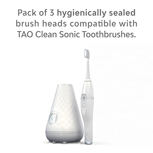 TAO Clean Sonic Electric Toothbrush Replacement Heads (3-Pack) β Replacement Heads for the TAO Clean Electric Toothbrush and Docking Station, White