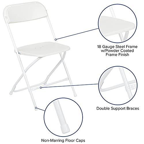 Flash Furniture Hercules⢠Series Plastic Folding Chair - White - 10 Pack 650LB Weight Capacity Comfortable Event Chair-Lightweight Folding Chair