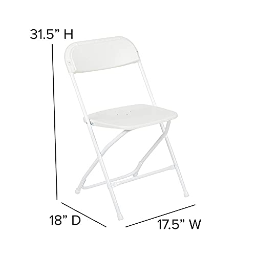 Flash Furniture Hercules⢠Series Plastic Folding Chair - White - 10 Pack 650LB Weight Capacity Comfortable Event Chair-Lightweight Folding Chair