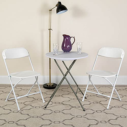 Flash Furniture Hercules⢠Series Plastic Folding Chair - White - 10 Pack 650LB Weight Capacity Comfortable Event Chair-Lightweight Folding Chair