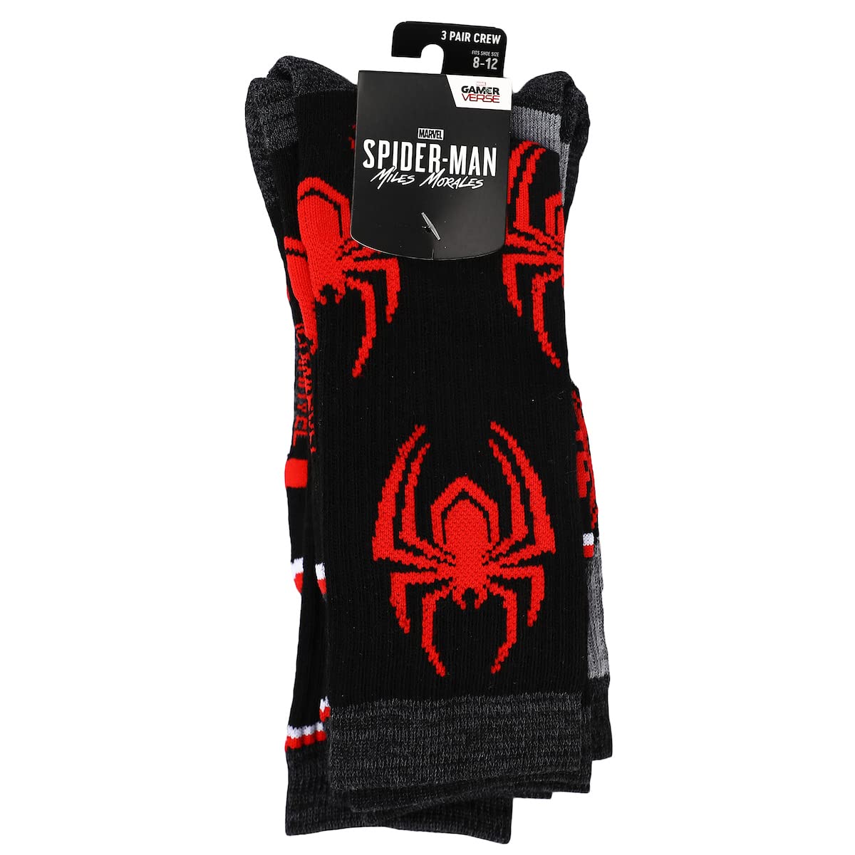 Miles Morales Spiderman Marvel Comic Book 3-Pack Mens Crew Socks