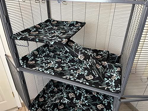 7-piece Cage Liner Set Midwest Double Critter/Ferret Nation “Winter Pinecones Black" for Rats, Sugar Gliders, Ferrets, Chinchillas