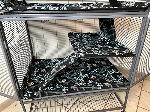7-piece Cage Liner Set Midwest Double Critter/Ferret Nation “Winter Pinecones Black" for Rats, Sugar Gliders, Ferrets, Chinchillas