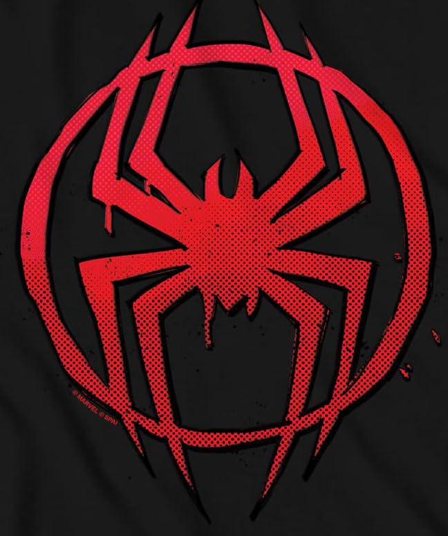 Marvel Spider-Man Miles Morales Icon Logo Spiderverse Adult T-Shirt(SM, Black)