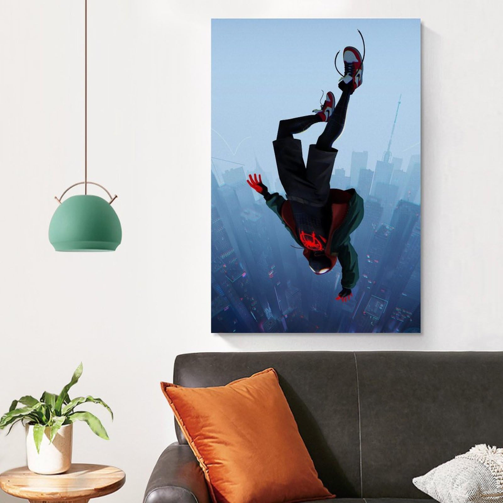 Queosmpei Miles Morales Jump Poster Canvas Wall Art Picture Print Painting for Home Wall Decor 16x24inch(40x60cm)