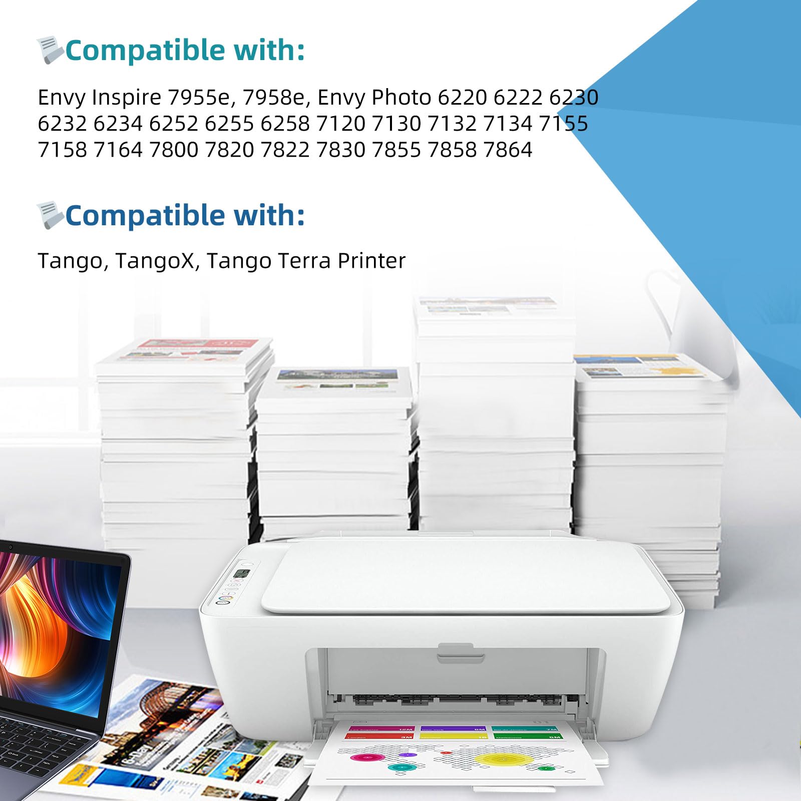Relcolor 64XL Remanufactured Ink Cartridge Replacement for HP 64 XL 64XL Black Color Combo Compatible with Envy 7855 7155 7858 7800 6255 6252 7164 7955e 7900e Tango X Printer (Black, Tricolor, 2 Pack)