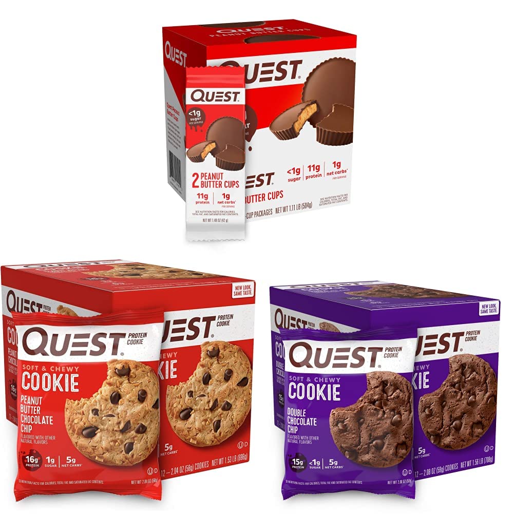 Quest Nutrition High Protein Peanut Butter Cups, Cookies and More Snack Bundle (12 Count)