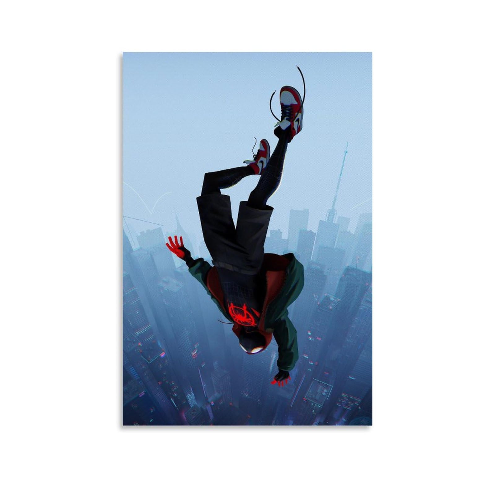 Queosmpei Miles Morales Jump Poster Canvas Wall Art Picture Print Painting for Home Wall Decor 16x24inch(40x60cm)