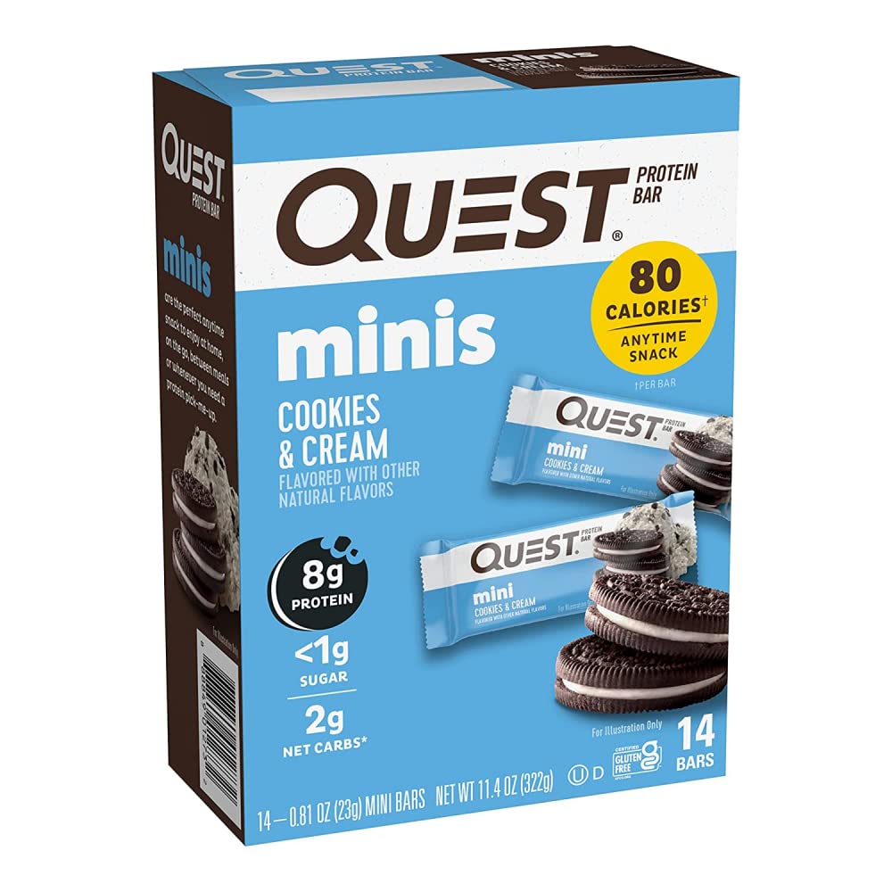 Quest Nutrition Chocolate Chip Cookie Dough Protein Bars, 12 Count & Mini Cookies & Cream Protein Bars, 14 Count & Mini Chocolate Chip Cookie Dough Protein Bars, 14 Count