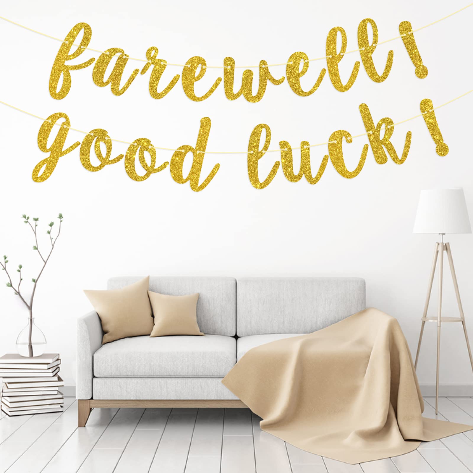 Dill-Dall Farewell Good Luck Banner, Farewell Banner, Going Away Party / Retirement / Graduation / Moving / Job Changing Party Decorations (Gold)
