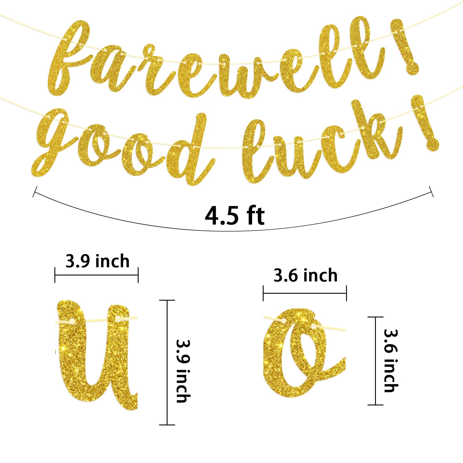 Dill-Dall Farewell Good Luck Banner, Farewell Banner, Going Away Party / Retirement / Graduation / Moving / Job Changing Party Decorations (Gold)