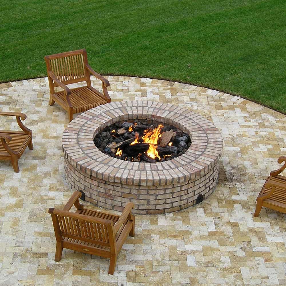 Spotix AFG Match Lit Fire Pit Burner Kit (SS-FR-36KIT-PAN-NG-MSCB), Round, 36-Inch Burner, 42-Inch Flat Pan, Natural Gas, Polished Chrome, with Flange, Key, Valve, Flex Line and Fittings
