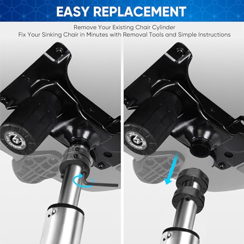 TICONN Office Chair Cylinder Replacement, 650 Lbs Weight Capacity Heavy Duty Universal Fit Gas Lift Piston with Removal Tool, ANSI Certified (4-3/4" (120mm))