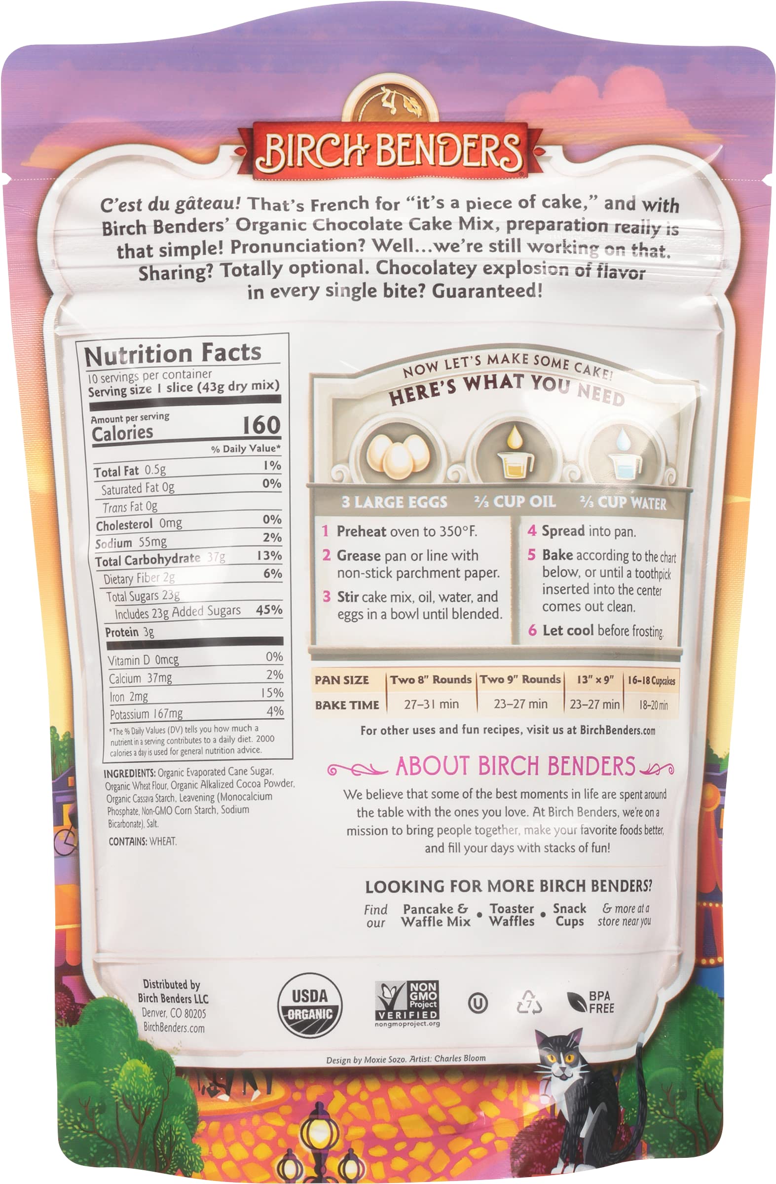 Birch Benders Organic Baking Mix Variety: Chocolate Cake, Yellow Cake, and Brownie Mix, Non-GMO, Kosher (Pack of 3) with By The Cup Swivel Spoons