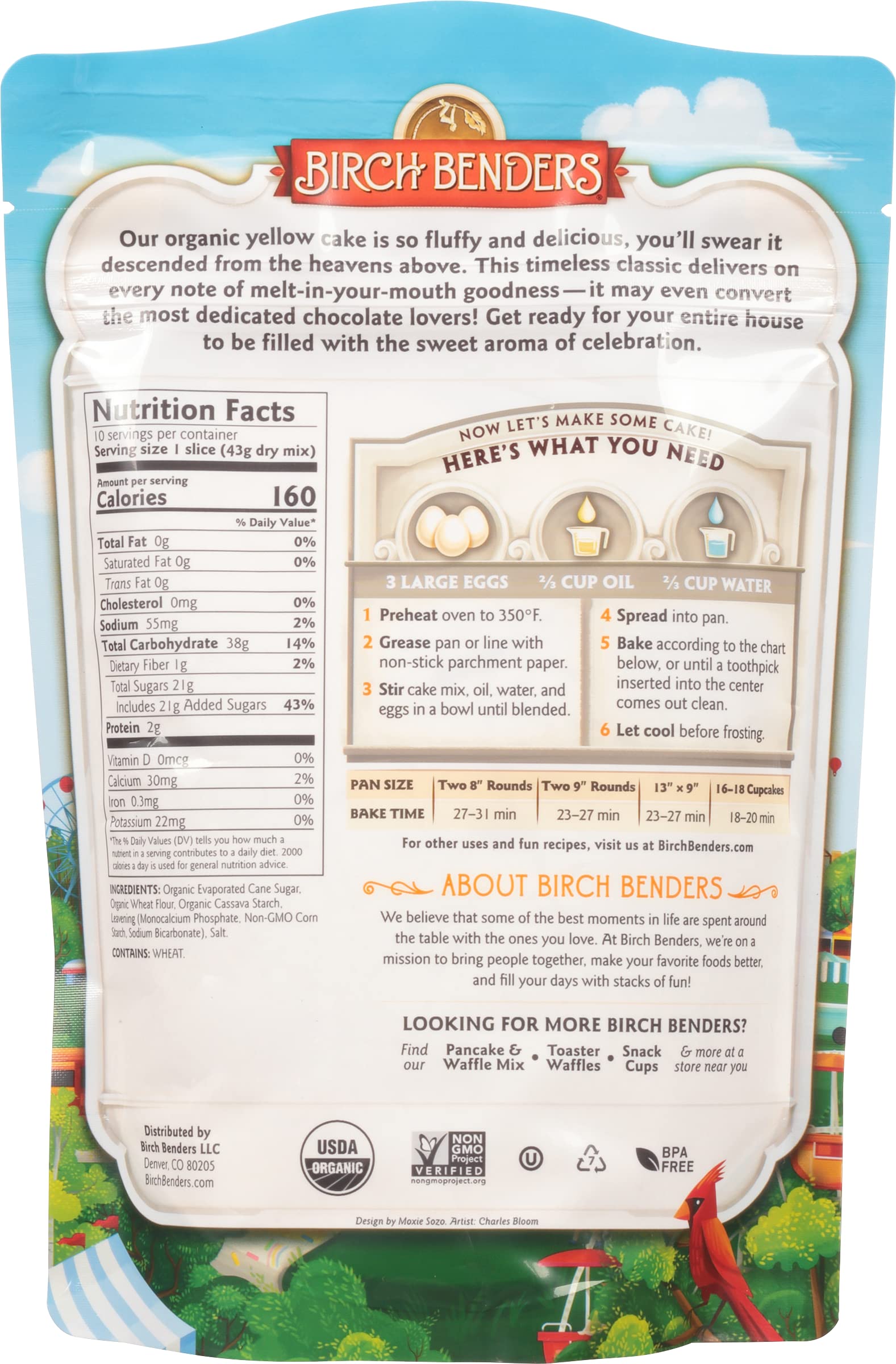 Birch Benders Organic Baking Mix Variety: Chocolate Cake, Yellow Cake, and Brownie Mix, Non-GMO, Kosher (Pack of 3) with By The Cup Swivel Spoons