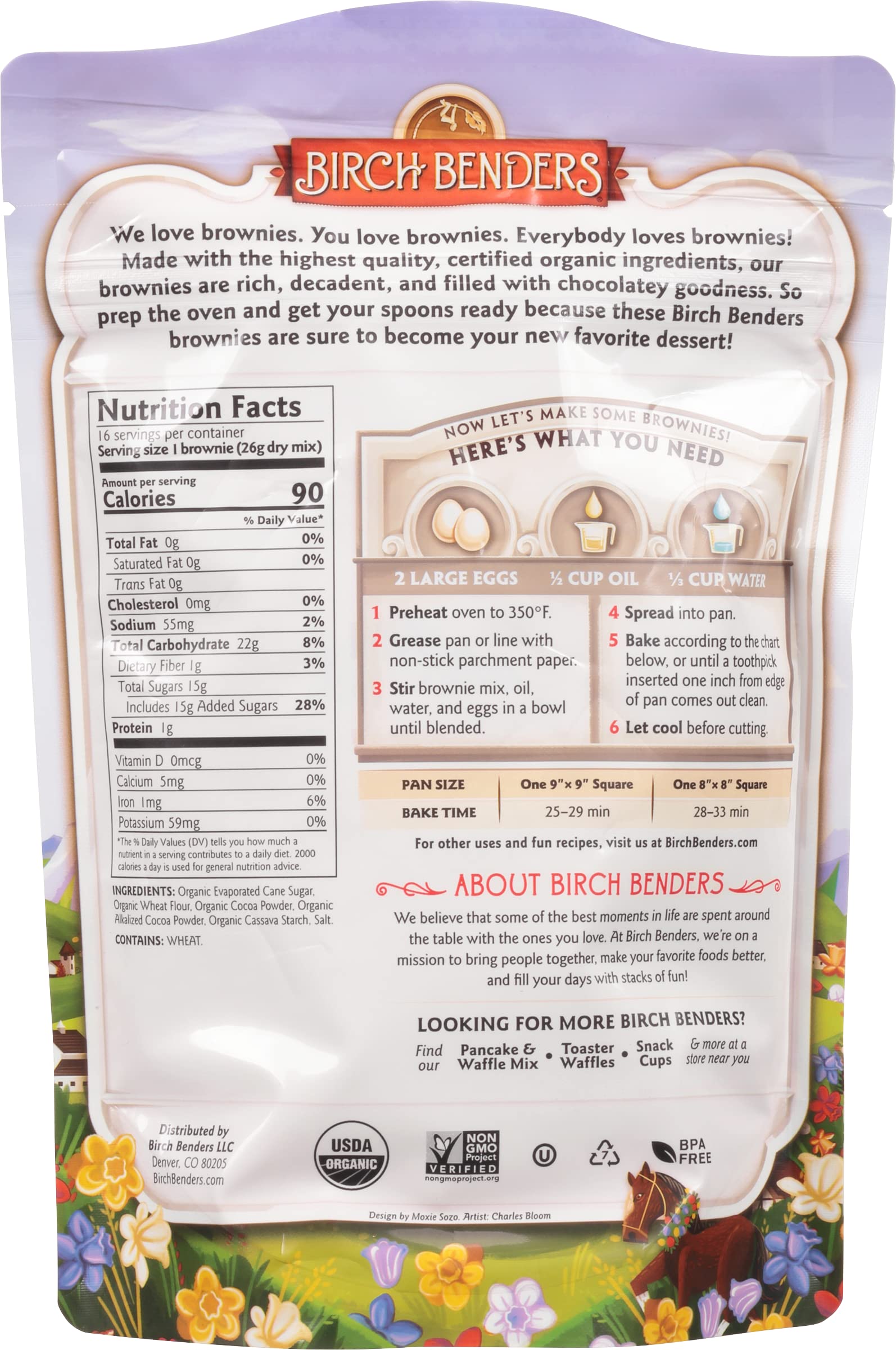 Birch Benders Organic Baking Mix Variety: Chocolate Cake, Yellow Cake, and Brownie Mix, Non-GMO, Kosher (Pack of 3) with By The Cup Swivel Spoons