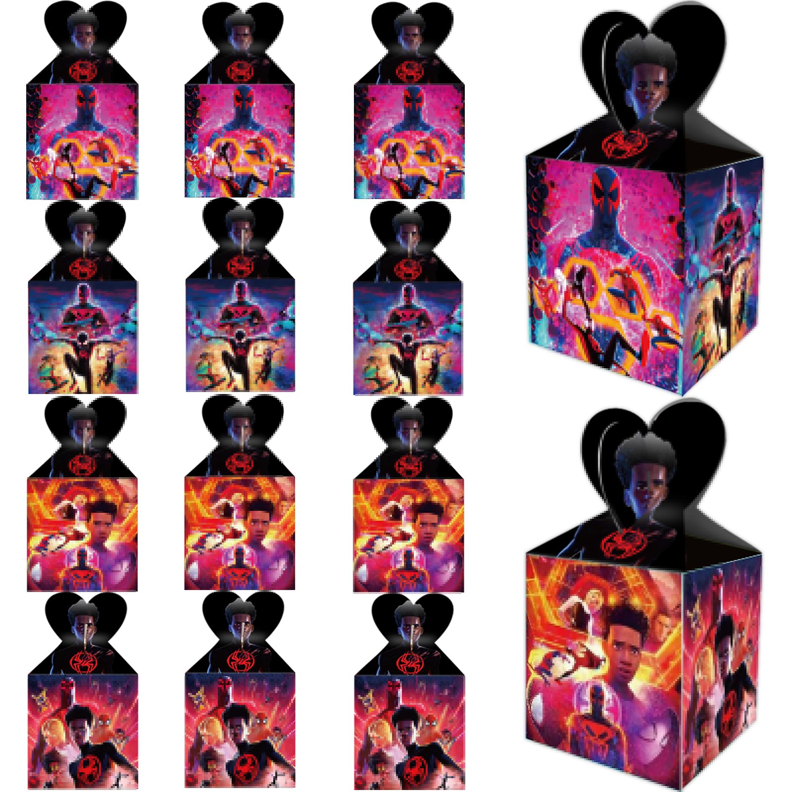 YBW 20 Pieces Miles Morales Favor Boxes Miles Morales Goodie Boxes with Handles Miles Morales Party Supplies for Spider Miles Party Decorations
