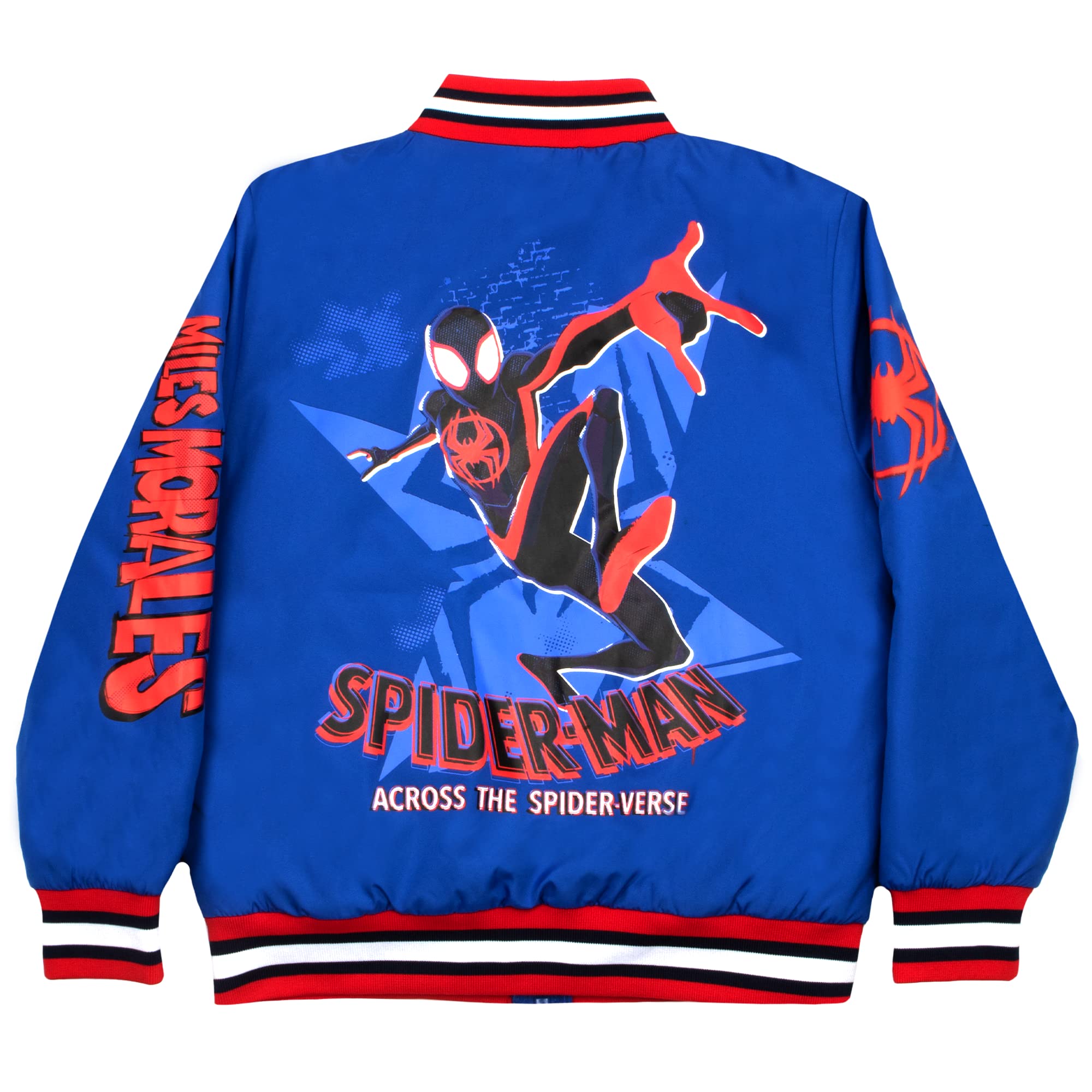Marvel Superheroes Bomber Jacket for Boys, Avengers and Spider-Man Bomber Jacket (Royal Blue, Size 7)