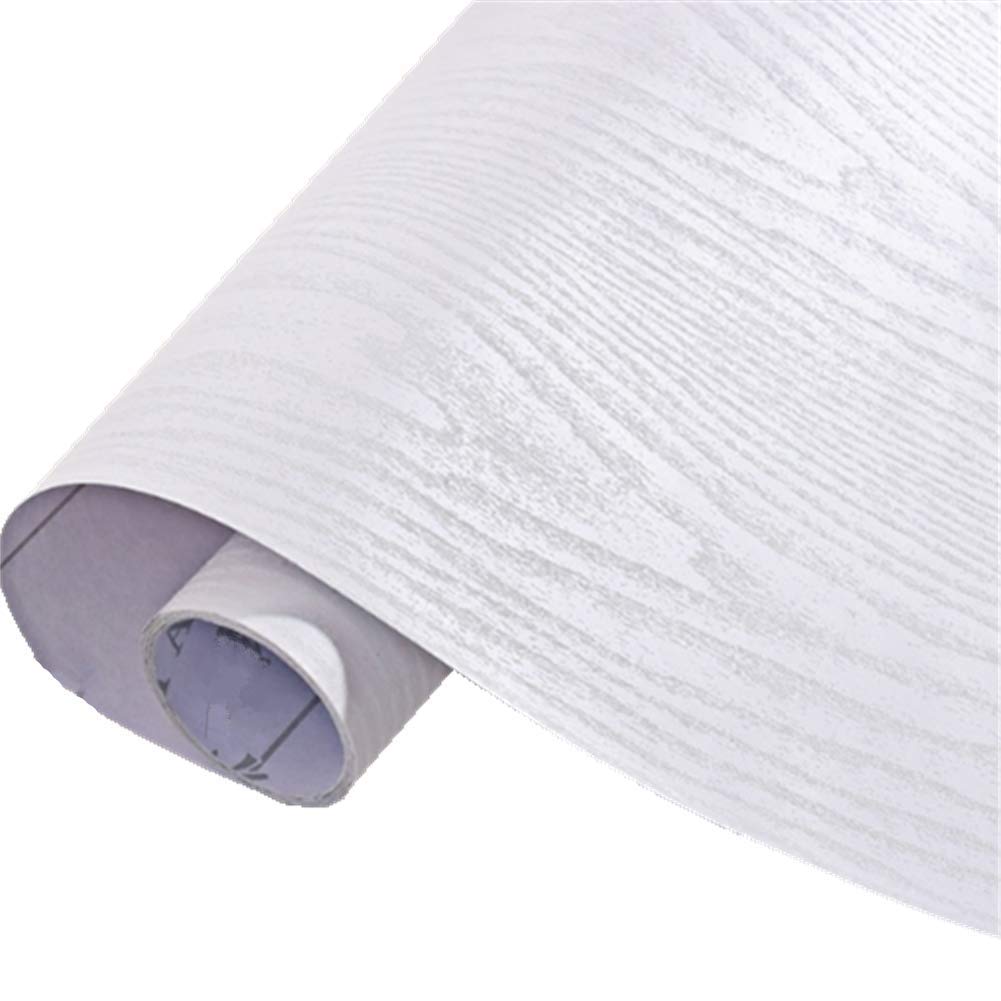 Teemall 3D White Wood Grain Sticker Decorative for Countertops Cabinets Shelf Liners Doors Self-Adhesive Film Waterproof Removable Wallpaper 15.8inch by 79inch