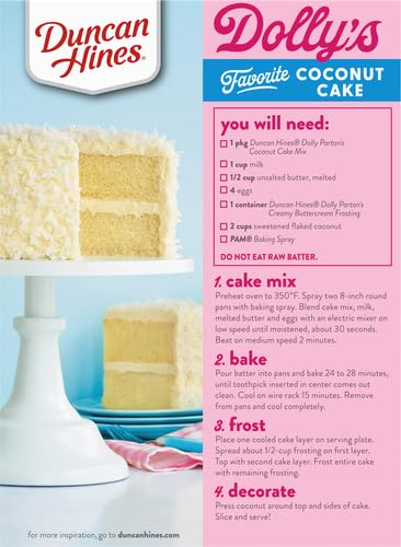 Duncan Hines Dolly Parton's Favorite Southern-Style Coconut Flavored Cake Mix, 15.25 oz.