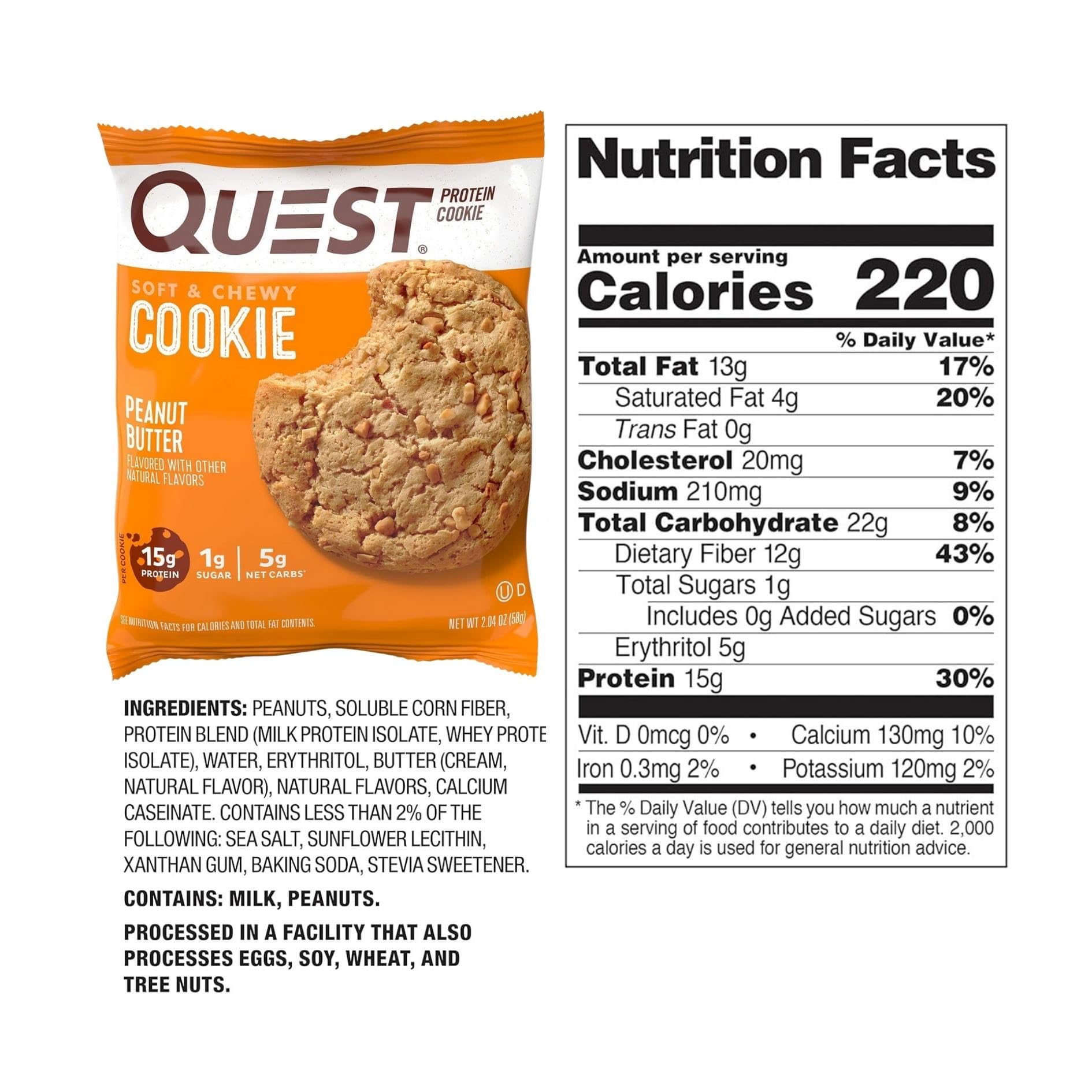 Quest Protein Cookie Variety Pack of 5 Flavors (10 Count) High Protein Low Carb Snack Bundle by ZIGGALOU®