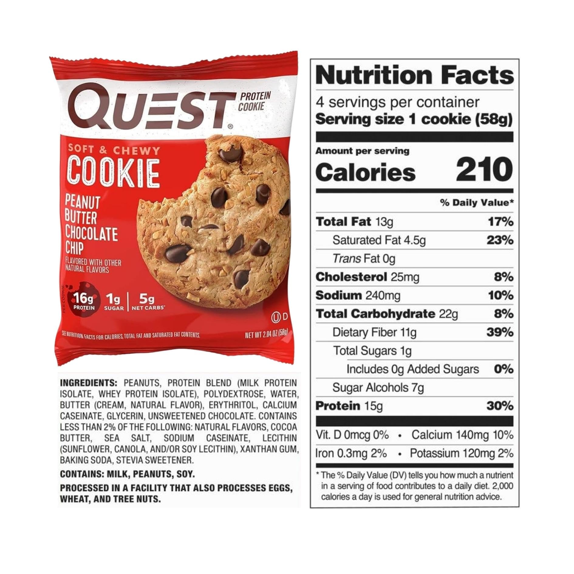 Quest Protein Cookie Variety Pack of 5 Flavors (10 Count) High Protein Low Carb Snack Bundle by ZIGGALOU®