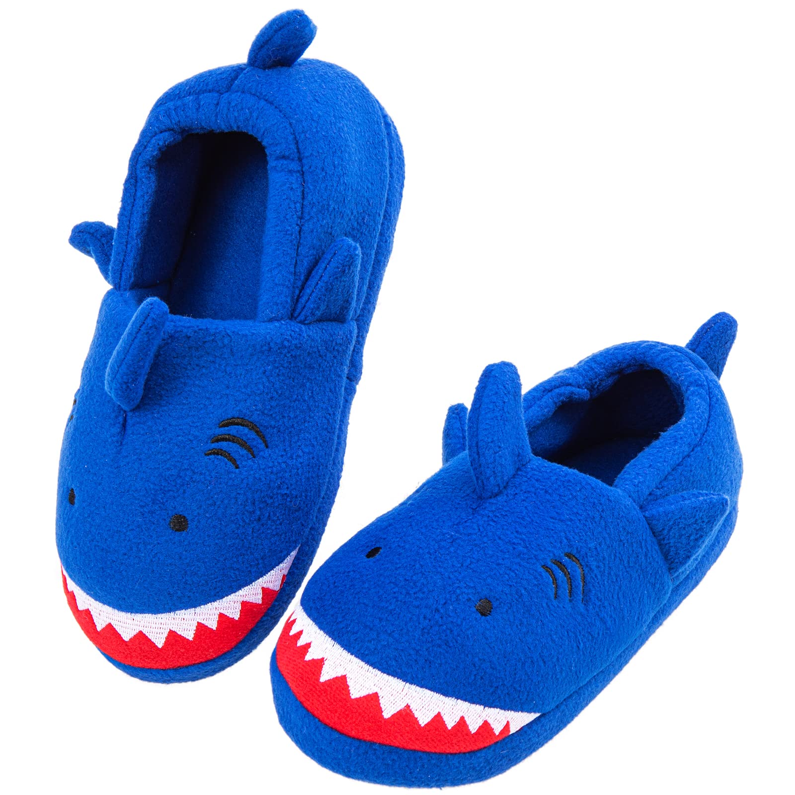 Boys Slippers Cute Shark Kids Slip-on House Shoes with Memory Foam Plush Warm Winter Home Slippers
