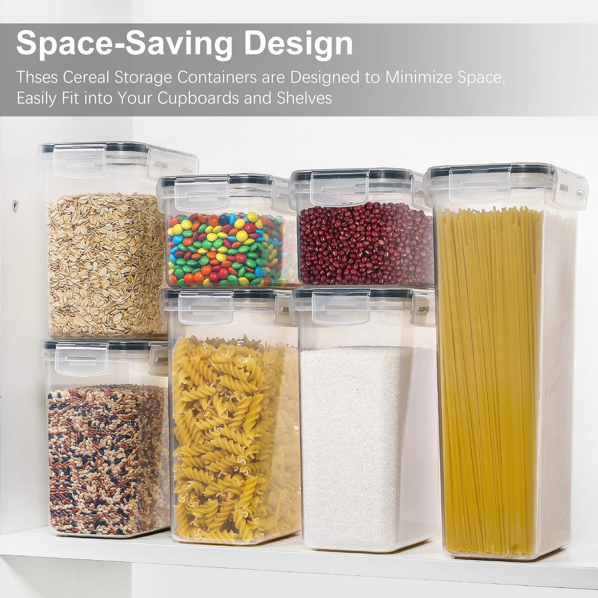 Airtight Food Storage Containers With Lids, PantryStar 7 PCS BPA Free Kitchen Storage Containers for Spaghetti, Pasta, Dry Food,Flour and Sugar, Plastic Canisters for Pantry Organization and Storage