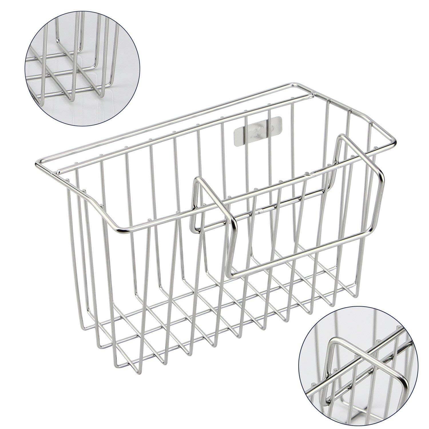 Sink Caddy Sponge Holder, Kitchen Sink Organizer Stainless Steel Sponge Caddy Holder, Dishwashing Liquid Drainer Sponge and Soap Holder for Kitchen Sink