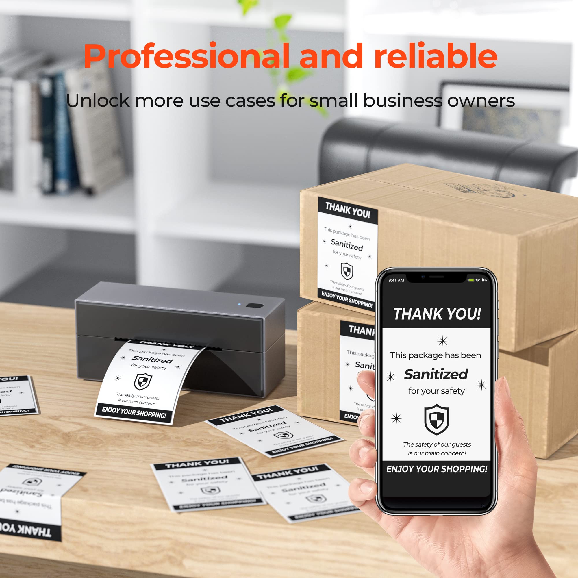 MUNBYN Shipping Label Printer, 4x6 Label Printer for Shipping Packages, USB Thermal Printer for Shipping Labels Home Small Business, with Software for Instant Conversion from 8x11 to 4x6 Labels