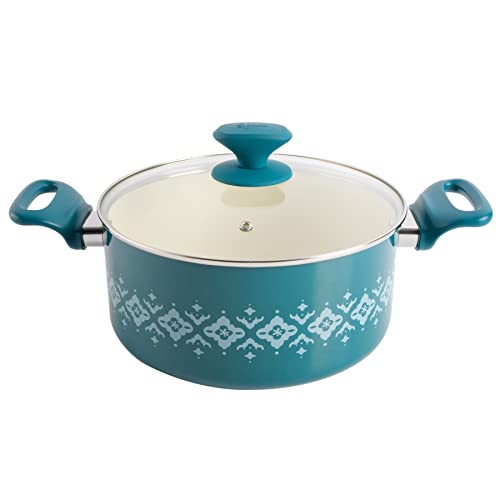 Spice by Tia Mowry Savory Saffron 16-Piece Healthy Nonstick Ceramic Cookware Set - Teal