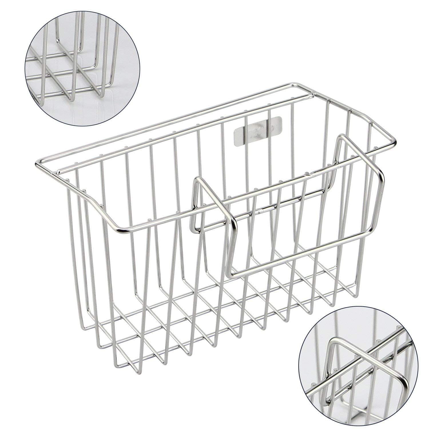 Sink Caddy Sponge Holder, Kitchen Sink Organizer Stainless Steel Sponge Caddy Holder, Dishwashing Liquid Drainer Sponge and Soap Holder for Kitchen Sink