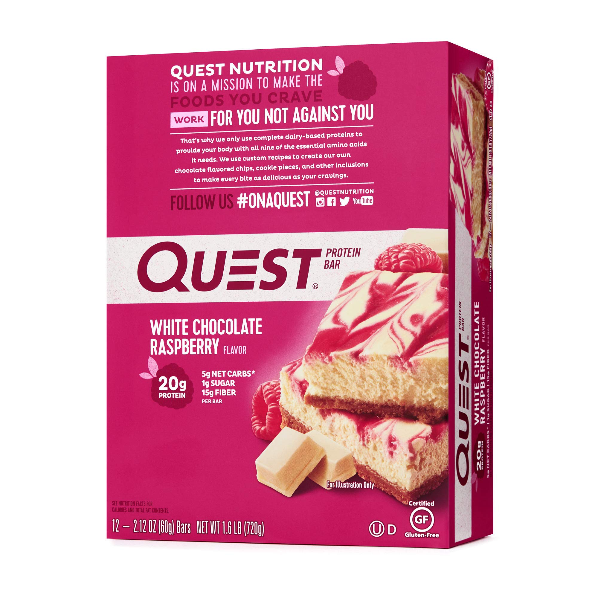 Quest Nutrition Quest PrePost Workout Bars - White Chocolate Raspberry 12 Bars