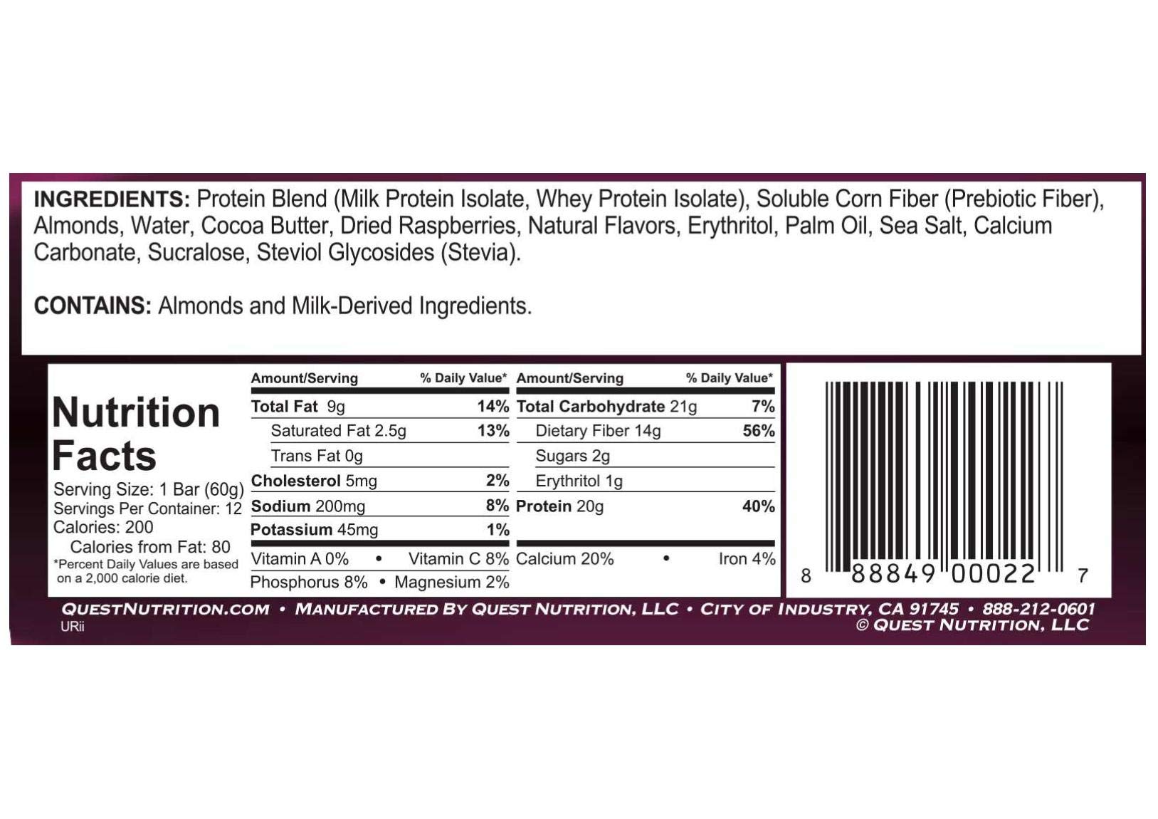 Quest Nutrition Quest PrePost Workout Bars - White Chocolate Raspberry 12 Bars