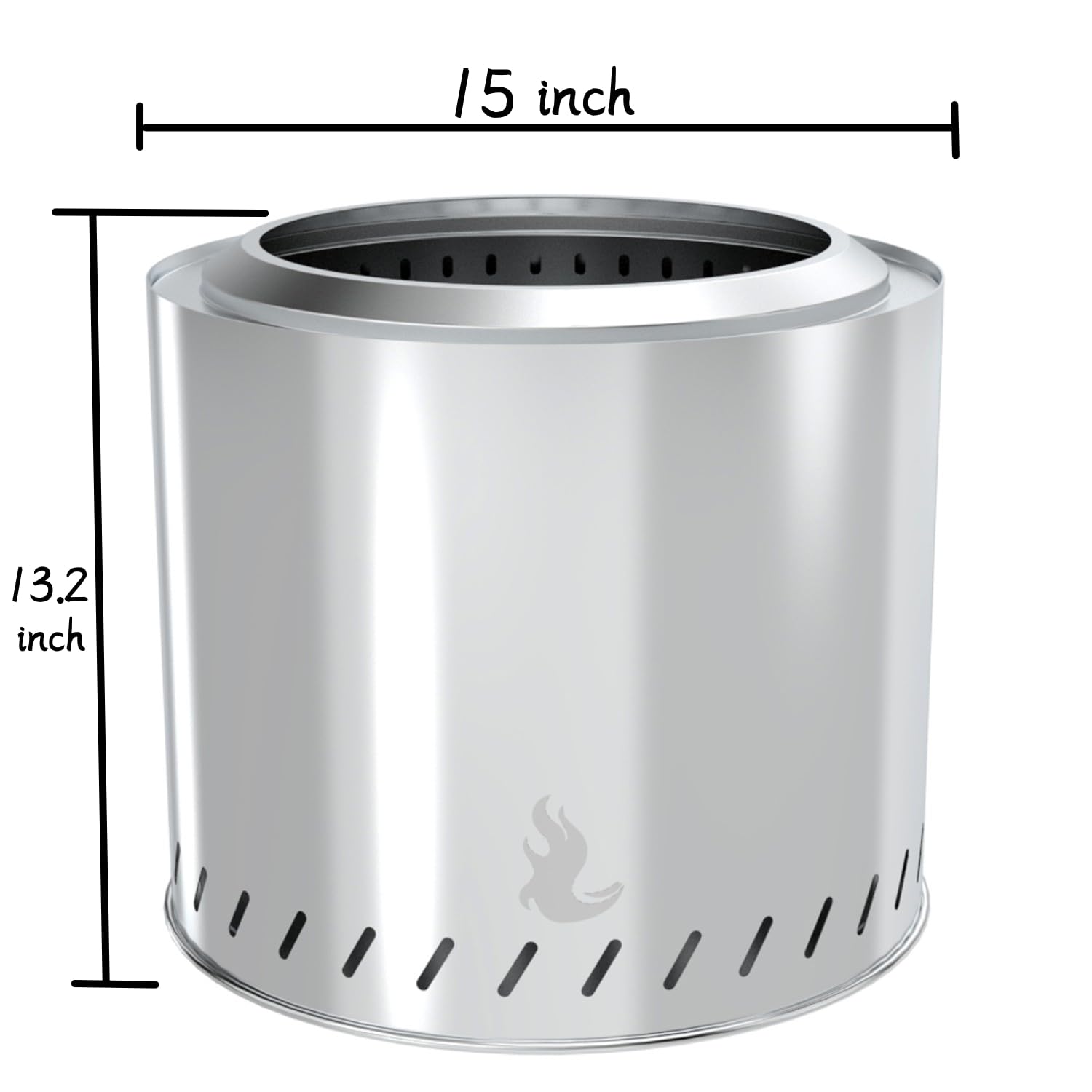 OutVue 15 inch Stainless Steel Smokeless Fire Pit, Outdoor Smokeless Firepit, Wood Burning Fire Pits for Camping, Bonfire, Low Smoke Firepit for Outside (Oblique Hole)