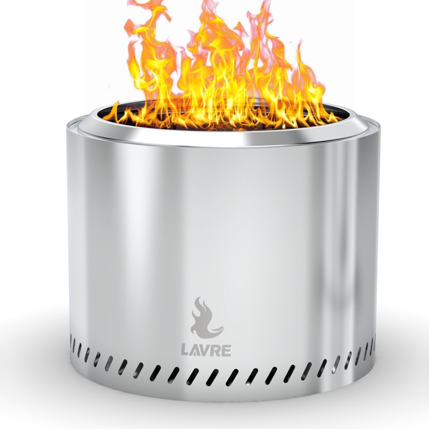 OutVue 15 inch Stainless Steel Smokeless Fire Pit, Outdoor Smokeless Firepit, Wood Burning Fire Pits for Camping, Bonfire, Low Smoke Firepit for Outside (Oblique Hole)