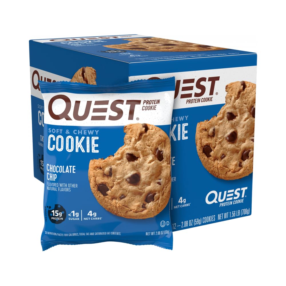 Quest Nutrition Protein Cookie, Chocolate Chip, 2.08 Ounce each, 12 Count (Pack of 1)