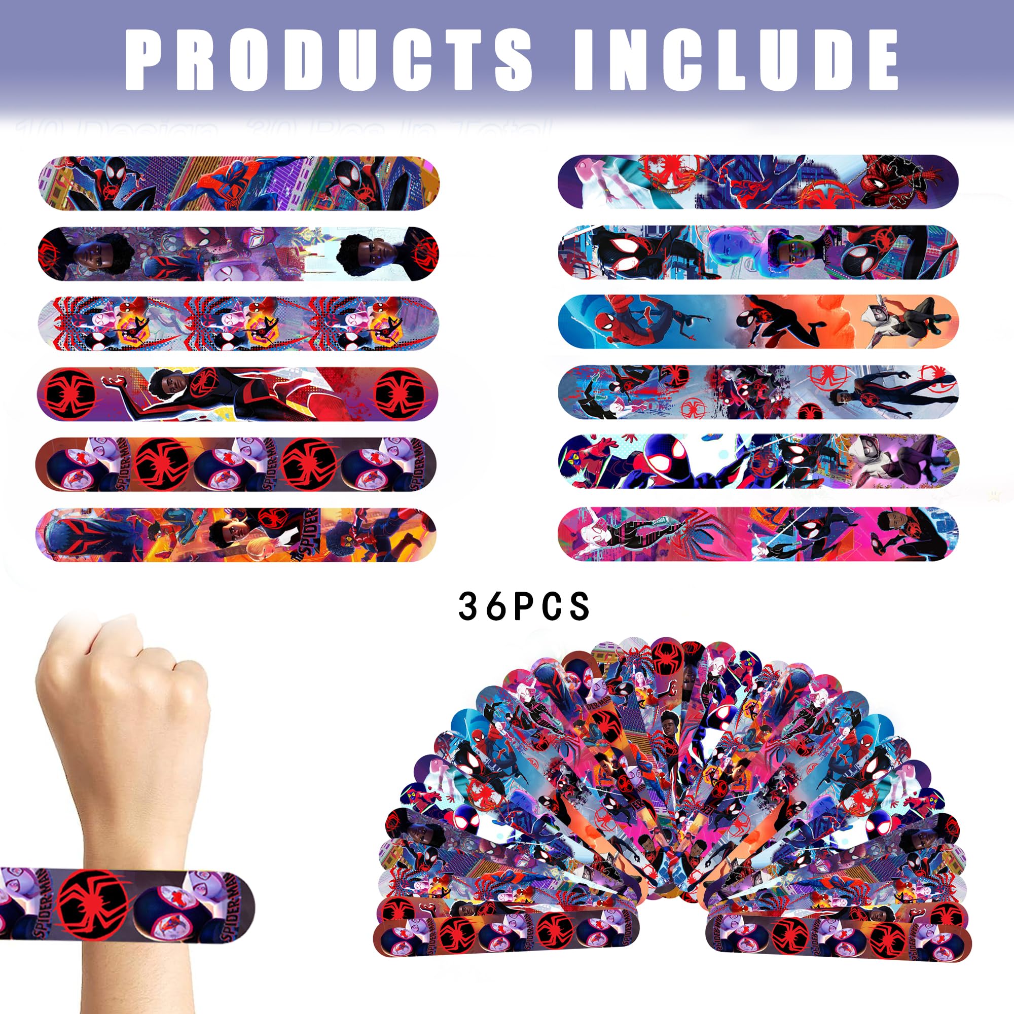 XFYCUTE 98 Pcs Party Favors,Include Slap Bracelet and Stickers for Birthday Party Decorations Party Supplies
