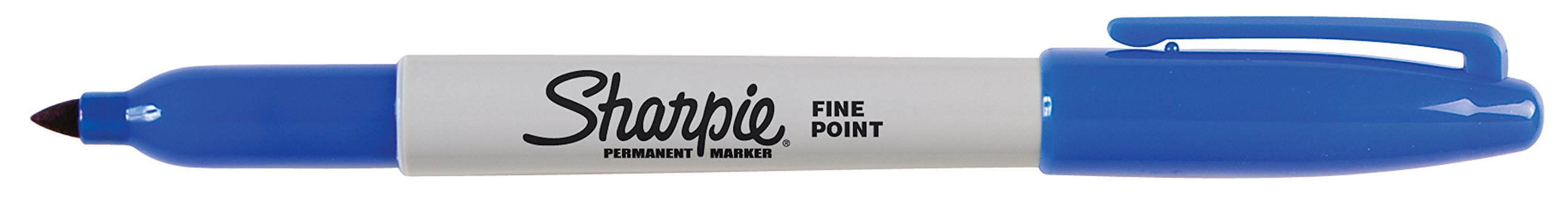 Fine Point Permanent Marker, BLUE, Durable Ink is Fade-Resistant and Water-Resistant - BLUE - 12 Pens Per Box - 1 Box