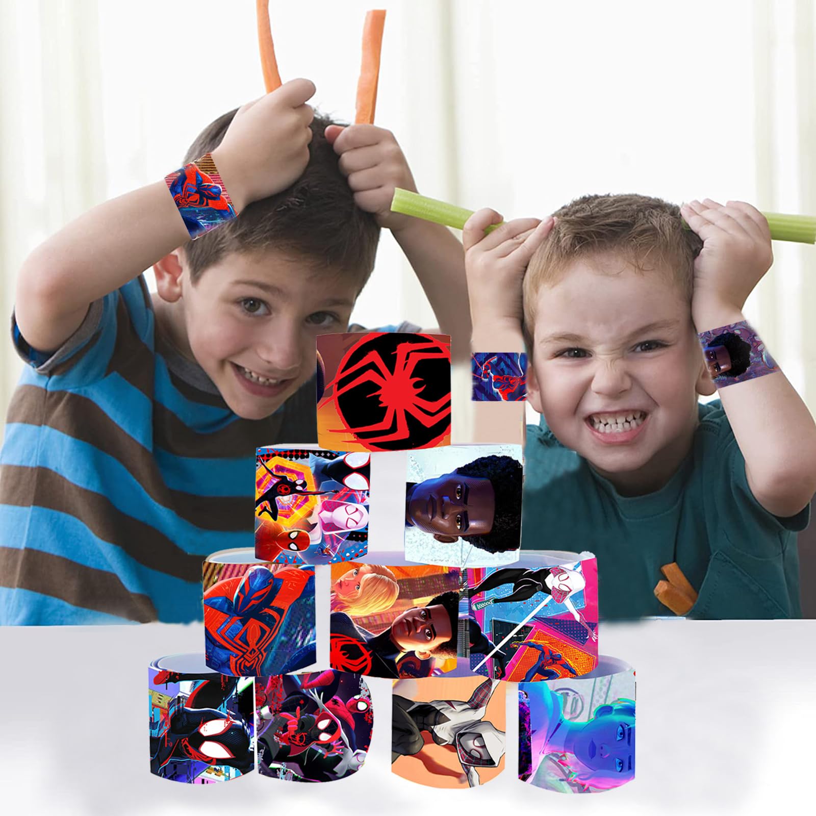 XFYCUTE 98 Pcs Party Favors,Include Slap Bracelet and Stickers for Birthday Party Decorations Party Supplies