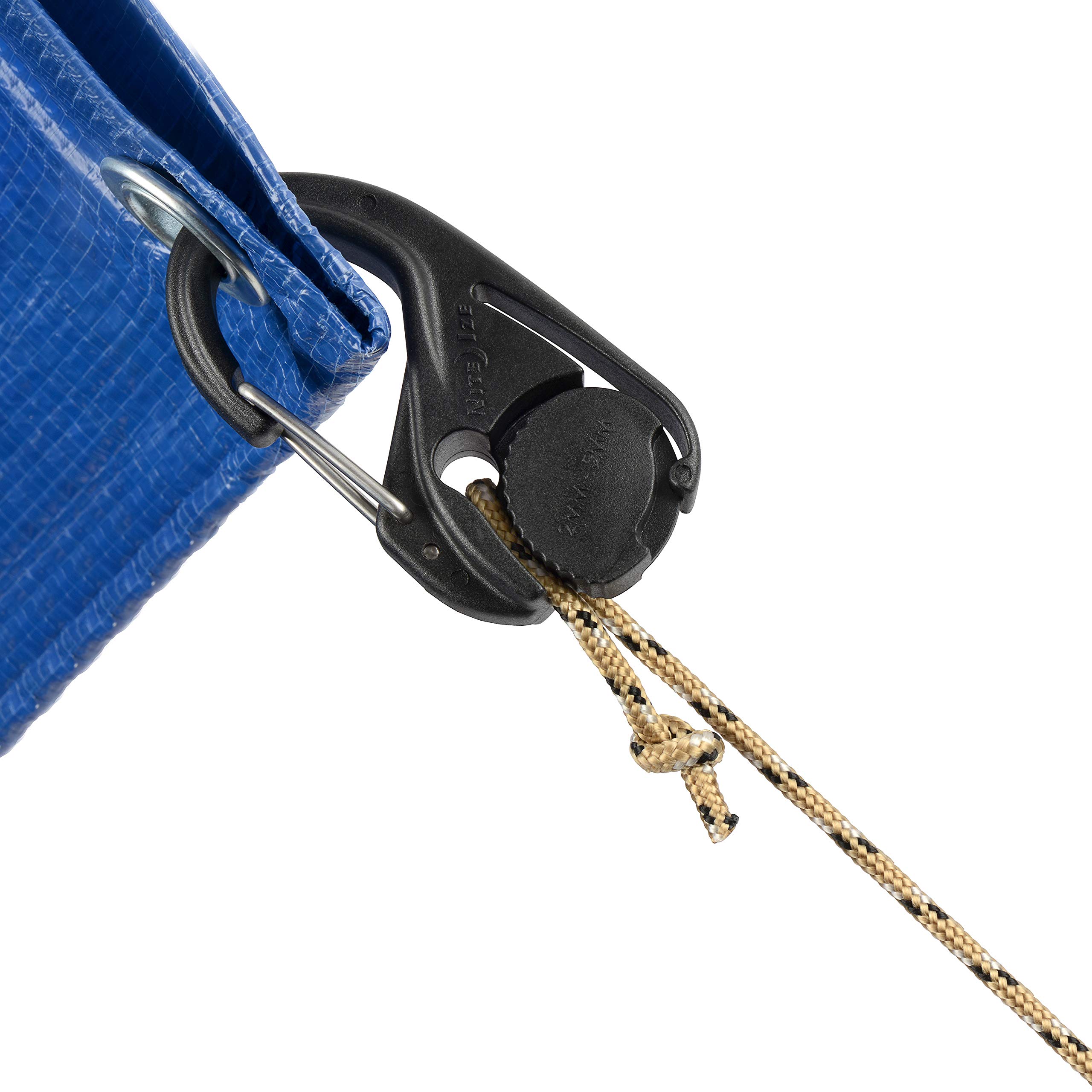 Nite Ize CamJam Cord Tightener - Tie Down Cam Mechanism with Carabiner Clip - Plastic Carabiner & Stainless Steel Lock - Utility Rope & Cord Tightener - Camping Accessory - Black