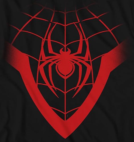 Marvel Spider-Man Miles Morales Costume Spiderverse Adult T-Shirt(SM, Black)