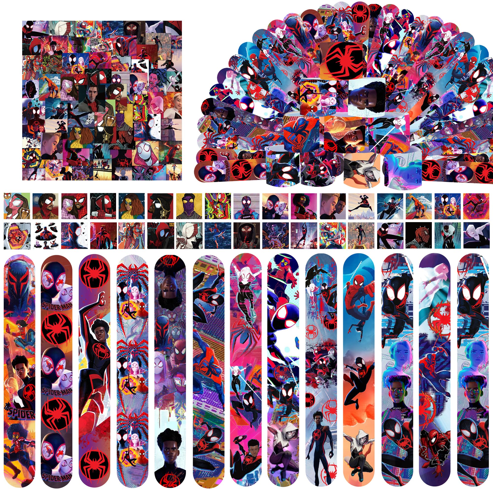 XFYCUTE 98 Pcs Party Favors,Include Slap Bracelet and Stickers for Birthday Party Decorations Party Supplies