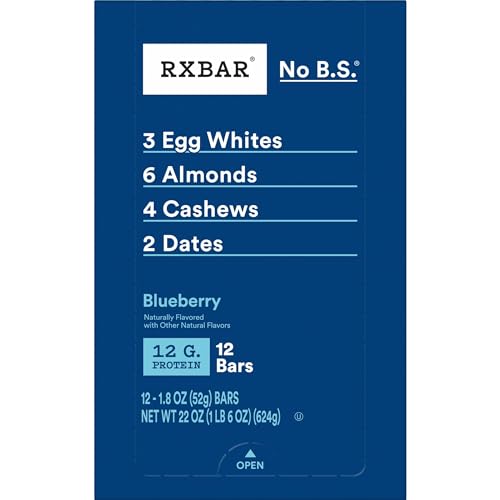 RXBAR Protein Bars, Protein Snack, Snack Bars, Blueberry, 22Oz Box (12 Bars)