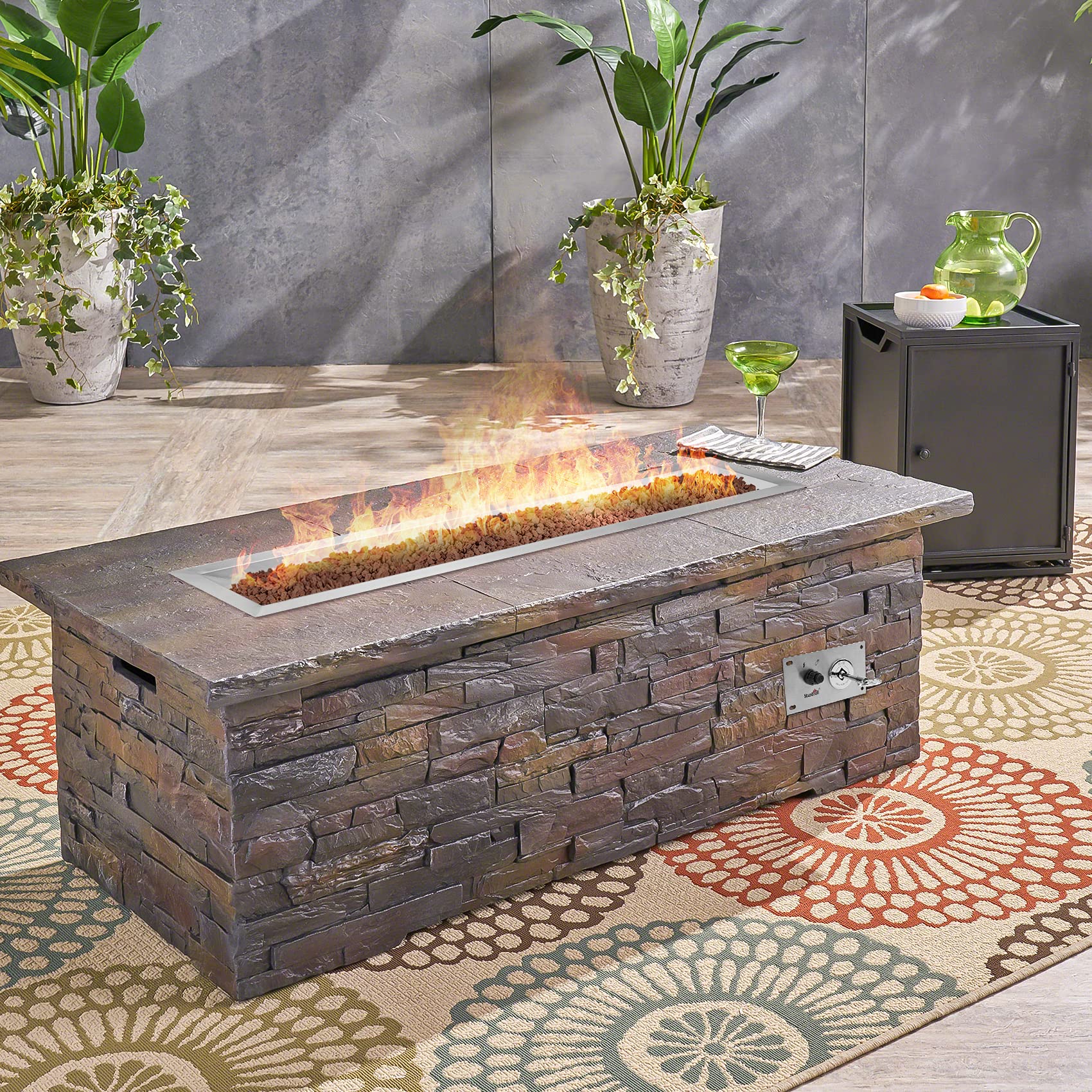 Stanbroil 36 x 6 Inch Linear Drop-in Natural Gas Fire Pit Pan Burner with Spark Ignition Kit, 304 Stainless Steel Natural Gas Fire Pit Insert for Outside, Rated up to 65,000 BTU’S